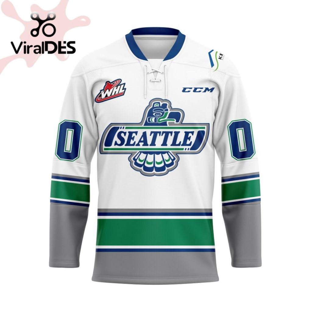 Custom Seattle Thunderbirds Away Hockey Jersey Personalized Letters ...