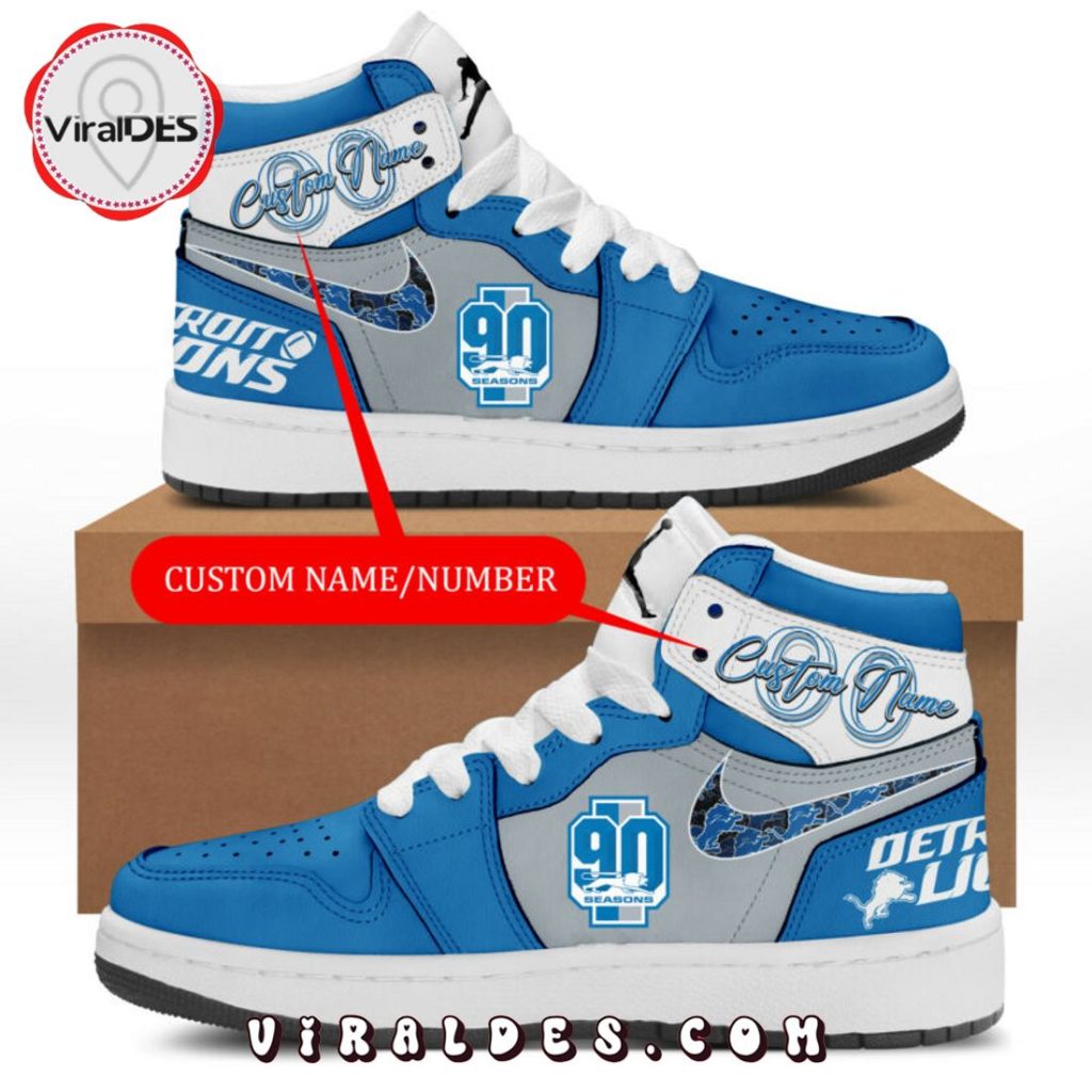 Custom Detroit Lions 90 Seasons 2024 Air Jordan 1 Limited - Viraldes Store