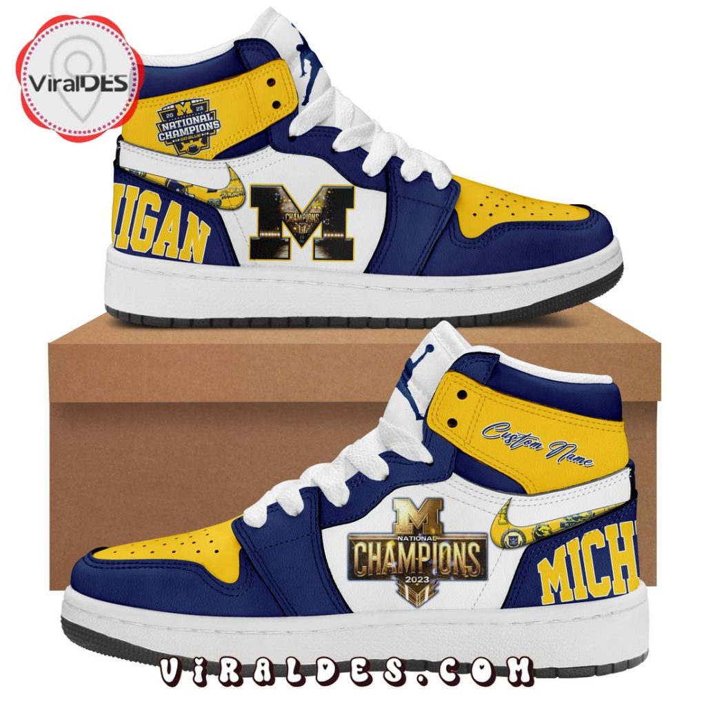 Custom National Champions Michigan Football Air Jordan 1 - Viraldes Store