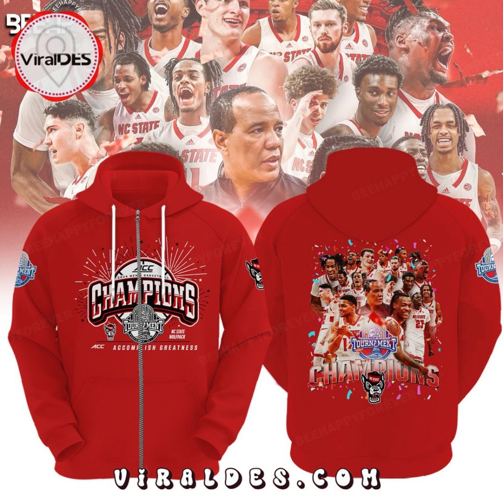 NC State Wolfpack 2024 ACC Men’s Tournament Champions Red Hoodie ...