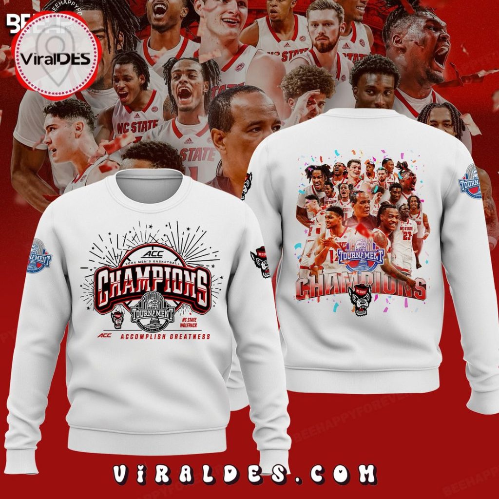 NC State Wolfpack 2024 ACC Men’s Tournament Champions White Hoodie ...