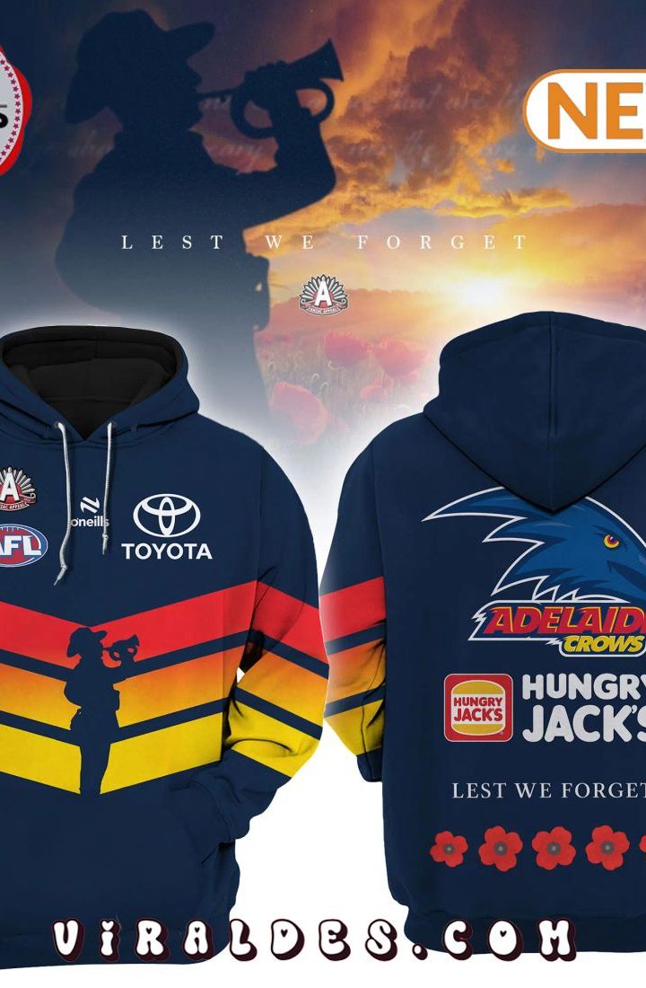 Adelaide Crows ANZAC 2024 Lest We Forget Hoodie: Honoring Heroes in Style