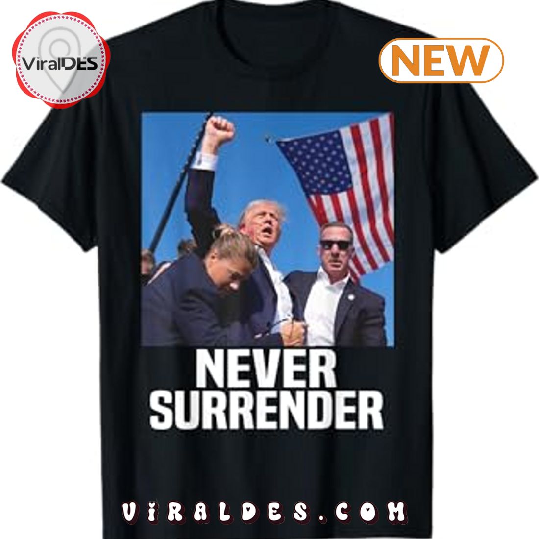 Embrace Resilience with the Donald Trump Shot Never Surrender 2024 T-Shirt - Viraldes Store