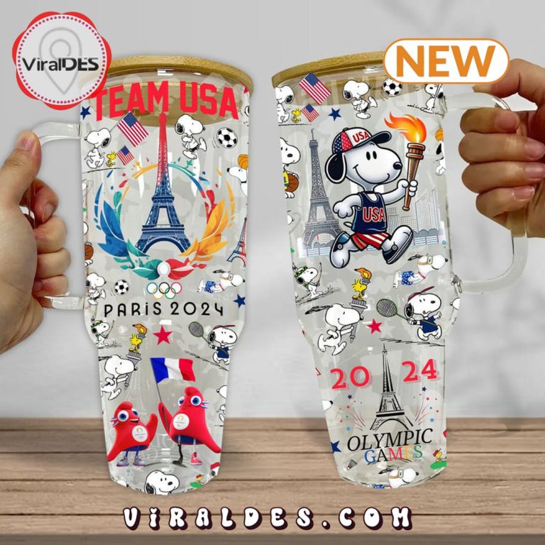 Funny Snoopy USA Team Paris 2024 Olympics Stanley Tumbler - Viraldes Store