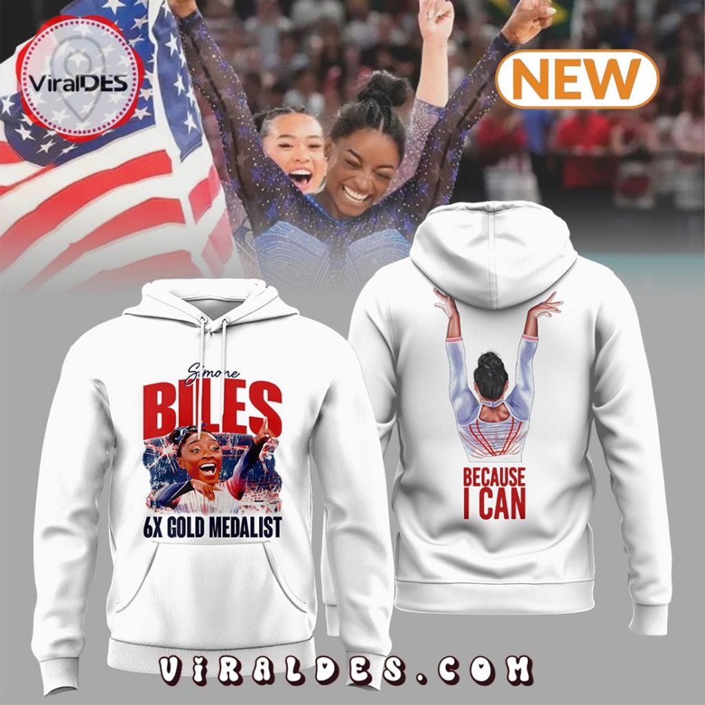 Simone Biles Gold Medalist White Hoodie, Jogger, Cap - Viraldes Store
