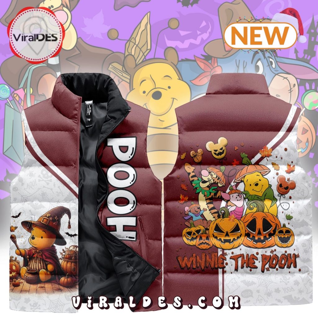 Winnie the Pooh Sleeveless Puffer Jacket, Pooh Gifts - Viraldes Store