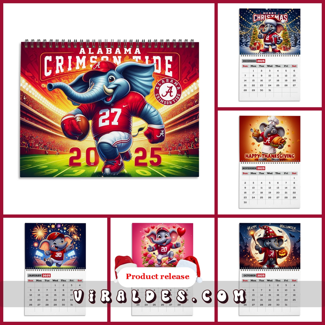 Alabama Crimson Tide Football 2025 Calendar, New Year Gift - Viraldes Store