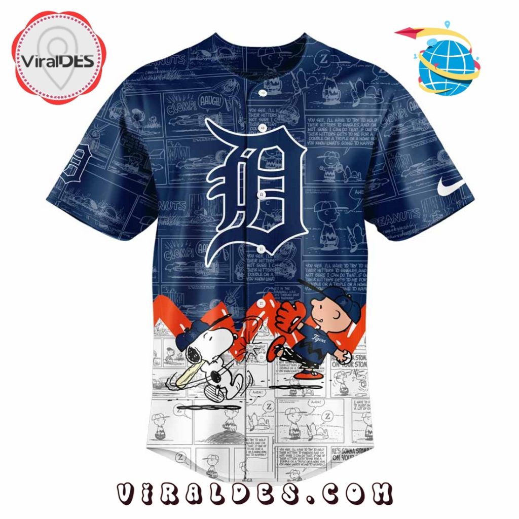 Detroit Tigers 75th Anniversary of Peanuts Baseball Jersey - Viraldes Store