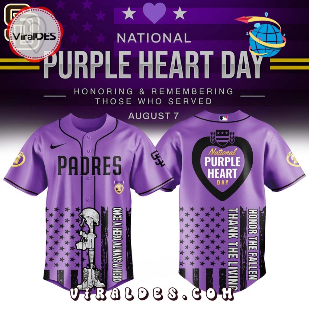 San Diego Padres MLB x Purple Heart Day Baseball Jersey - Viraldes Store